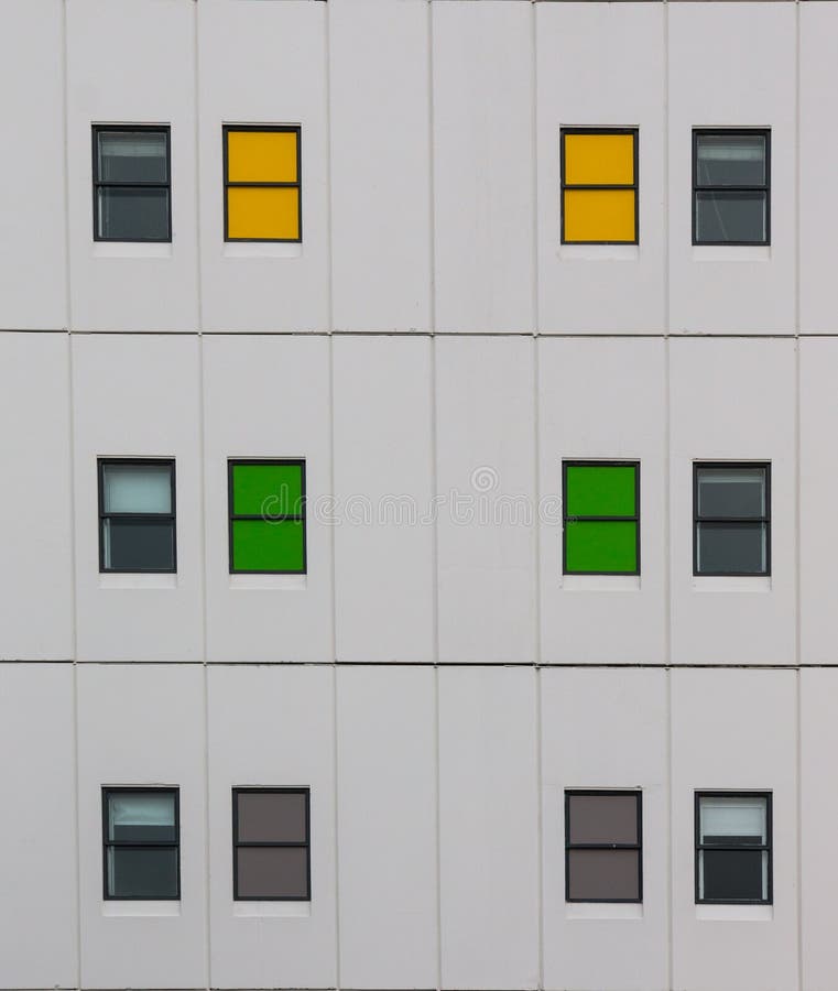 Colorful Windows of a Multistory Building Stock Photo - Image of town ...