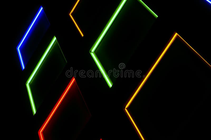 Colorful Windows at Night with Led Illumination Stock Photo - Image of ...