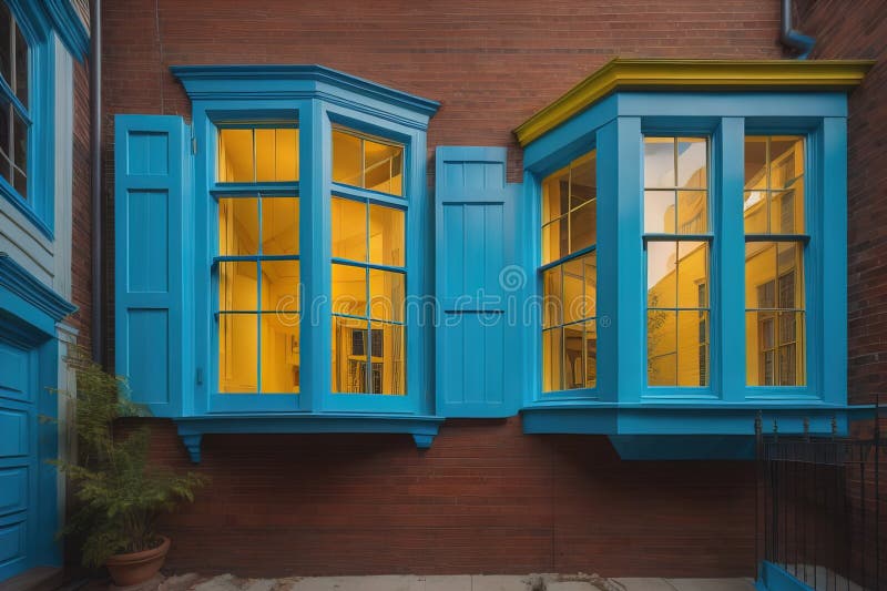 Colorful Windows of a Typical House in the City, Ai Generative Stock ...