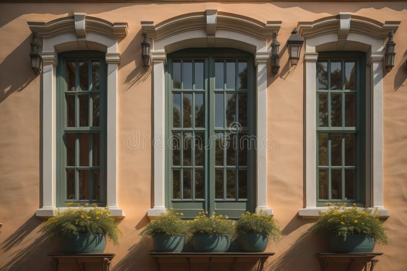 Colorful Windows of a Typical House in the City, Ai Generative Stock ...