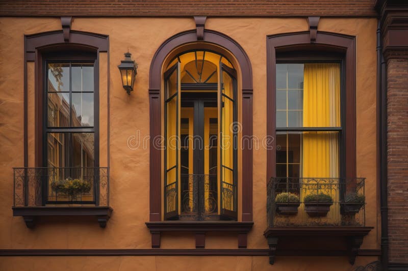Colorful Windows of a Typical House in the City, Ai Generative Stock ...