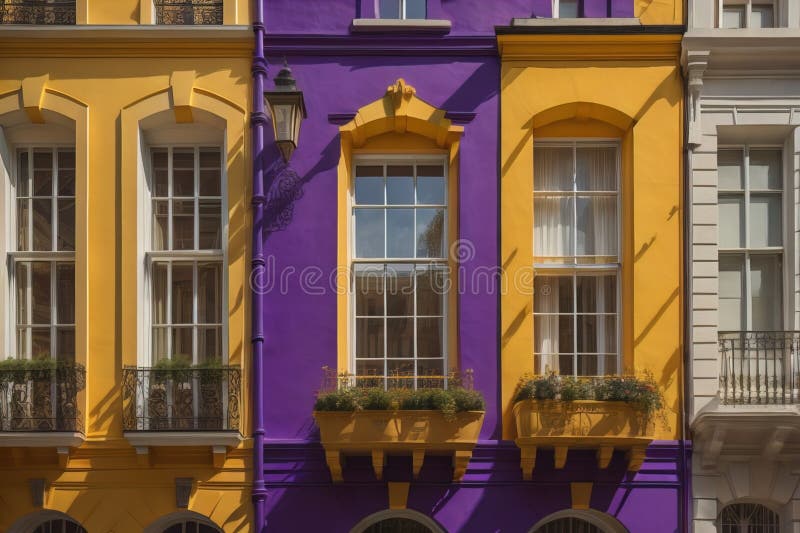 Colorful Windows of a Typical House in the City, Ai Generative Stock ...