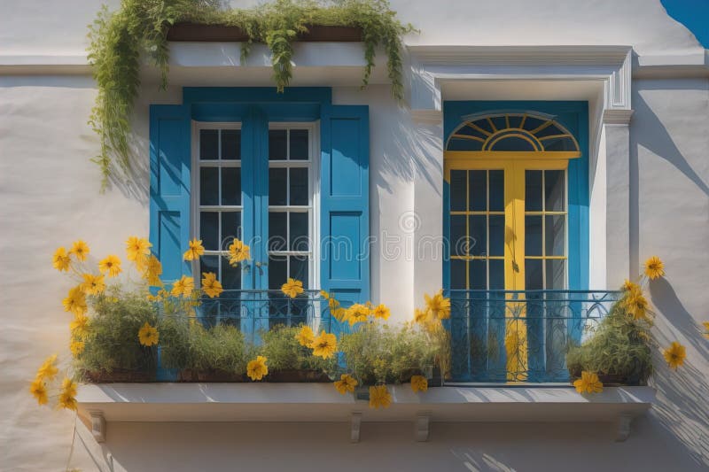 Colorful Windows of a Typical House in the City, Ai Generative Stock ...