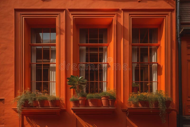 Colorful Windows of a Typical House in the City, Ai Generative Stock ...