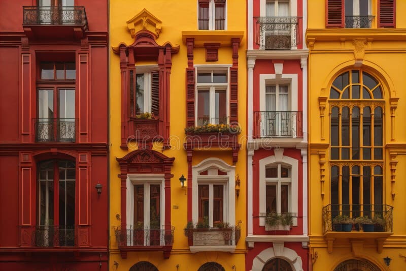 Colorful Windows of a Typical House in the City, Ai Generative Stock ...