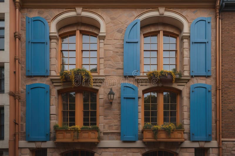 Colorful Windows Of A Typical House In The City Ai Generative Stock Illustration Illustration