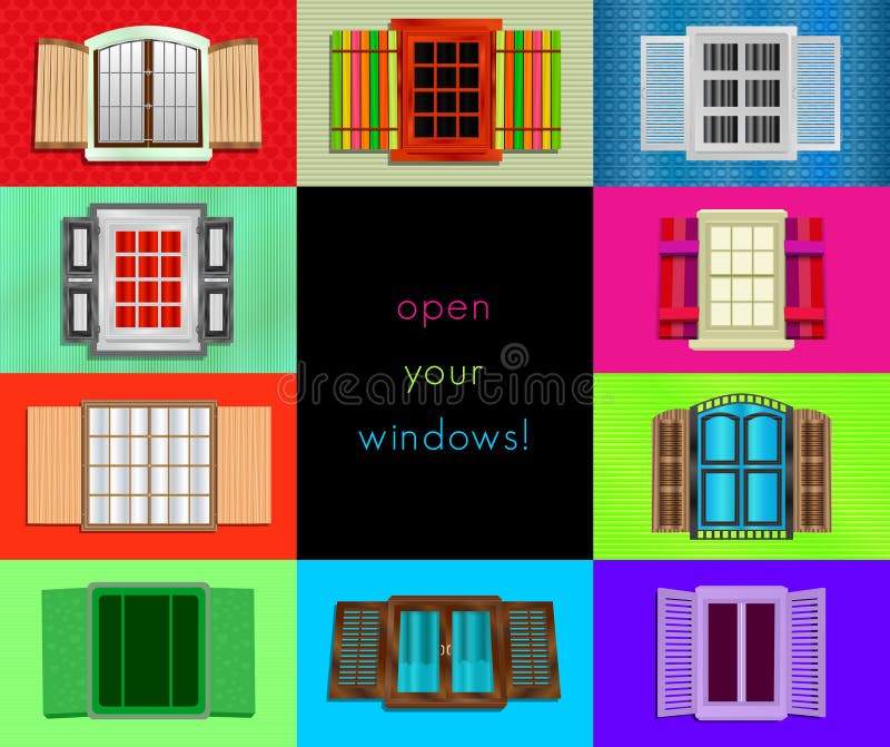 Colorful Windows, Vector Illustration. Stock Vector - Illustration of ...