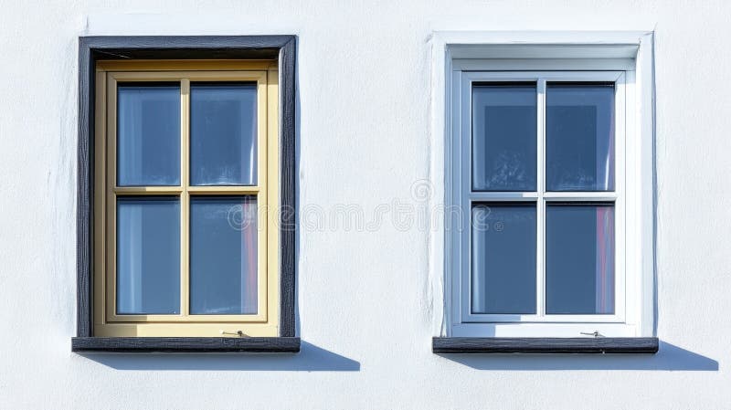 Colorful Windows on a White Building Stock Image - Image of frame ...