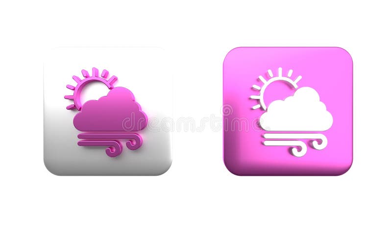 Colorful Windy Weather Icon Isolated on White Background. Cloud with ...