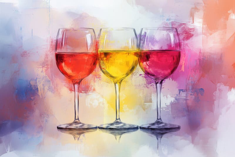 Colorful Wine Glasses with Vibrant Drinks, Artistic Background Stock ...