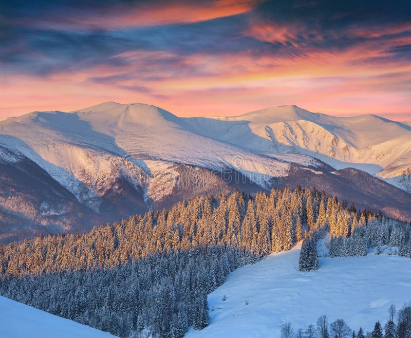 Colorful Winter Landscape in Mountains Stock Image - Image of season ...