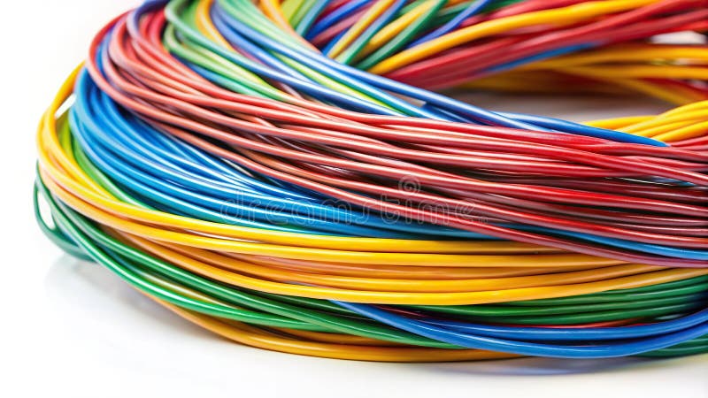 Vibrant Connections: Extreme Close-Up of a Colorful Wire Bundle ...