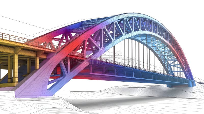 Colorful Wireframe Bridge Design Stock Illustration - Illustration of ...