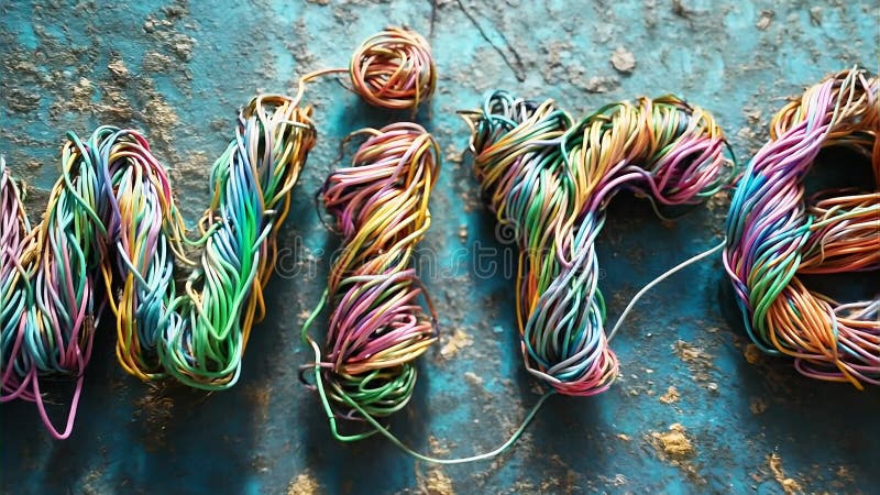 Colorful Wires Form the Word "Wire" on Textured Background Stock Video ...