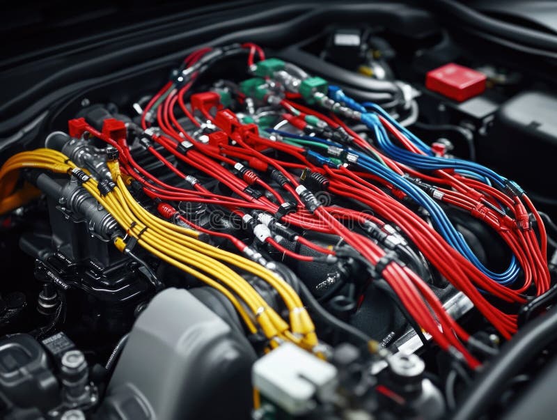 Colorful Wiring Harness for Car Engine Stock Photo - Image of assembly ...