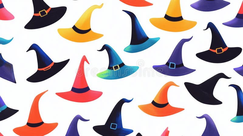 Colorful Witch Hats Pattern, Various Styles and Colors Stock Photo ...