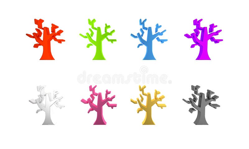 Colorful Withered Tree Icon Isolated on White Background. Bare Tree ...