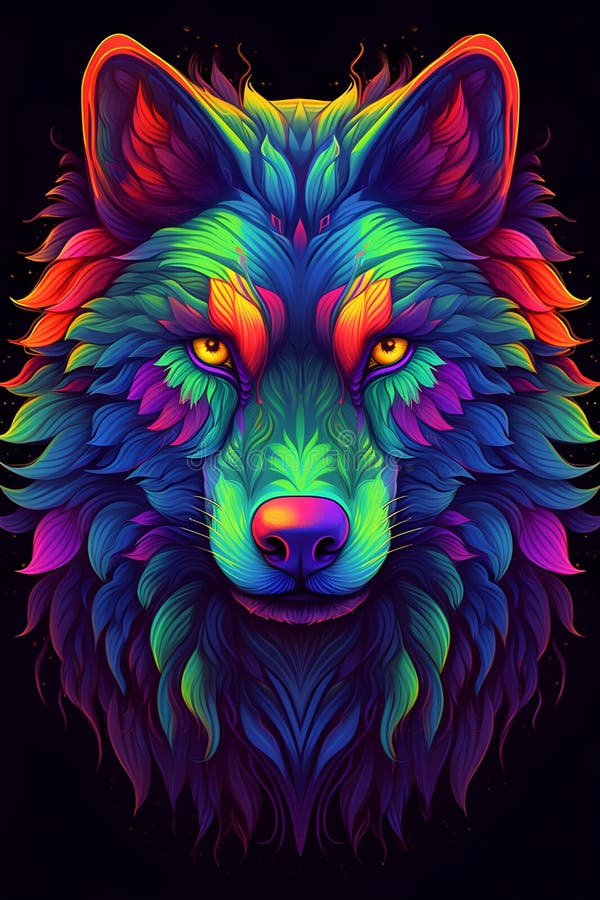Colorful Wolf Pop Art Portrait Isolated Decoration Poster Design Stock ...