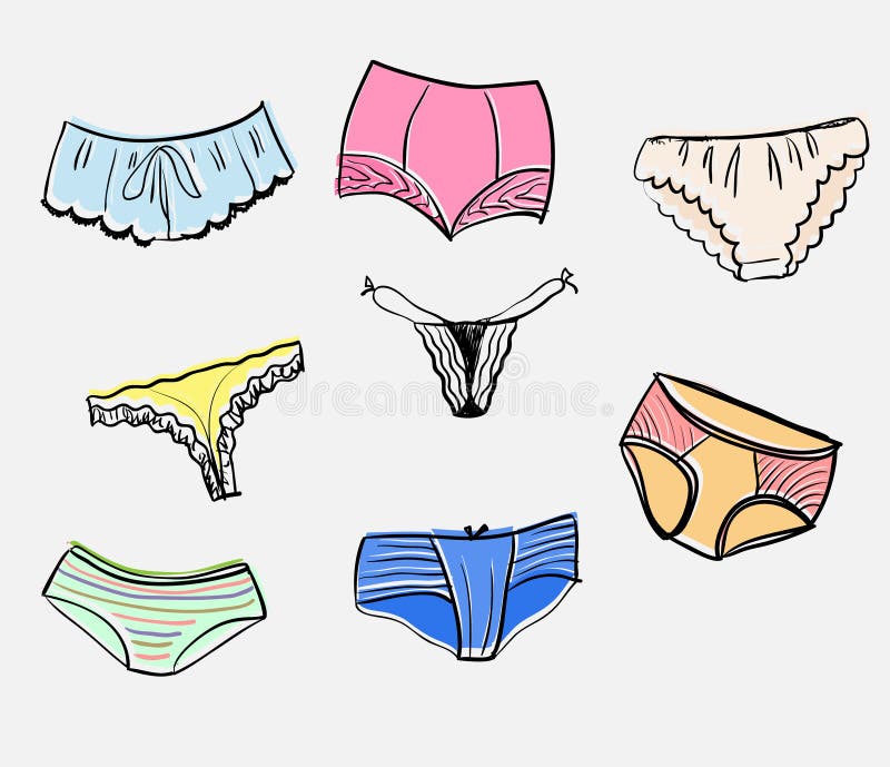 Colorful Women Panties Vector Set Stock Vector Illustration Of Dress