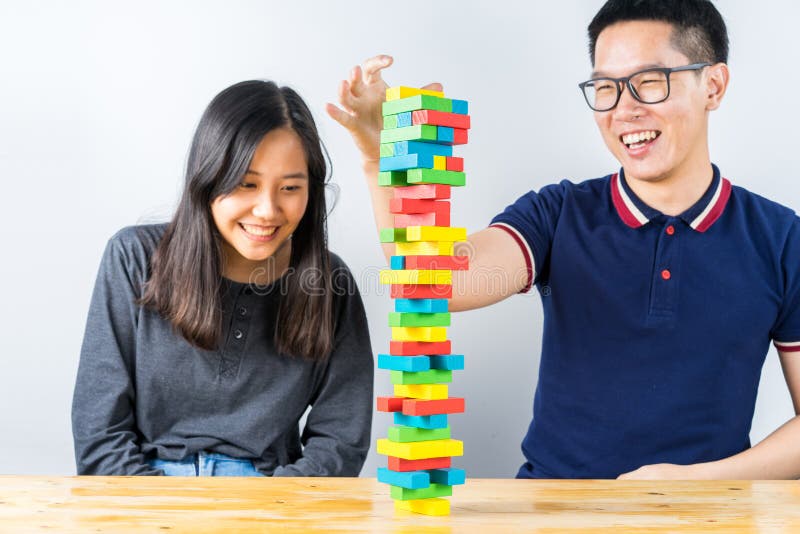 Colorful Wood Blocks Stack Game Stock Image - Image of build, concept ...