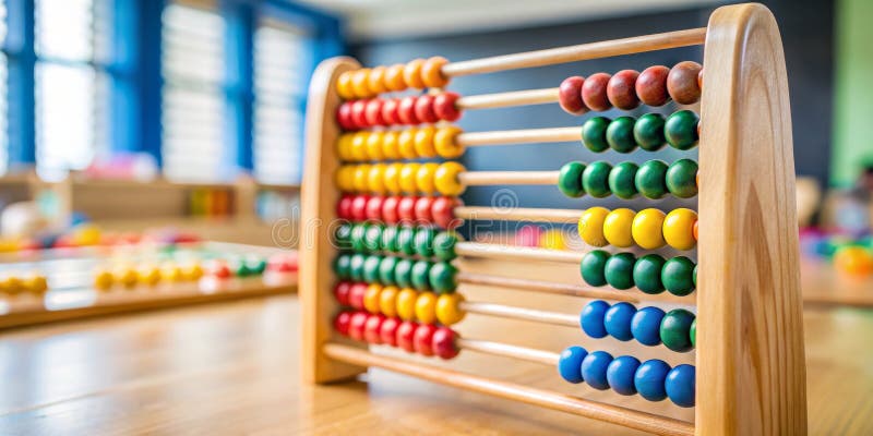 Colorful Wooden Abacus Close-up a Focus on Learning and Early ...