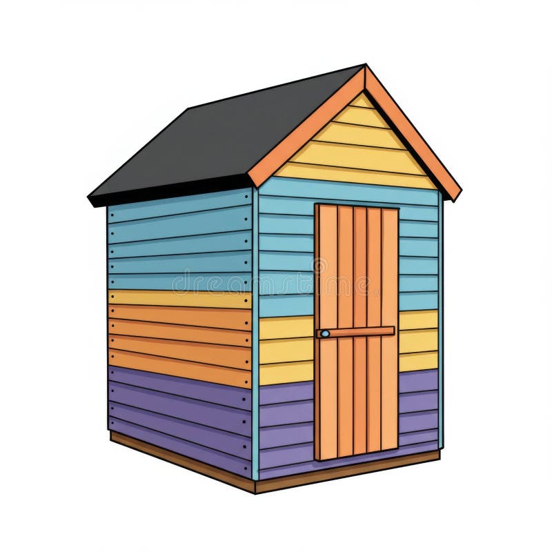 Colorful Wooden Beach Hut Illustration Stock Image - Image of blue ...
