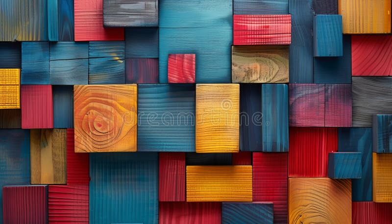 Colorful Wooden Blocks Aligned. Abstract Background Stock Illustration ...
