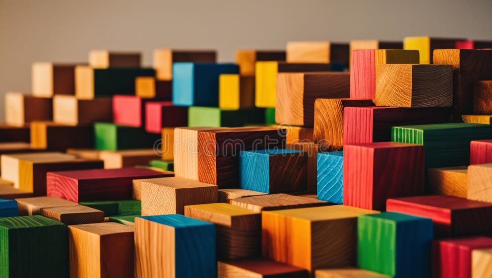Colorful Wooden Blocks Aligned. Stock Illustration - Illustration of ...