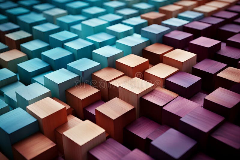 Colorful Wooden Blocks Arranged in a Captivating Pattern Creating a 3D ...