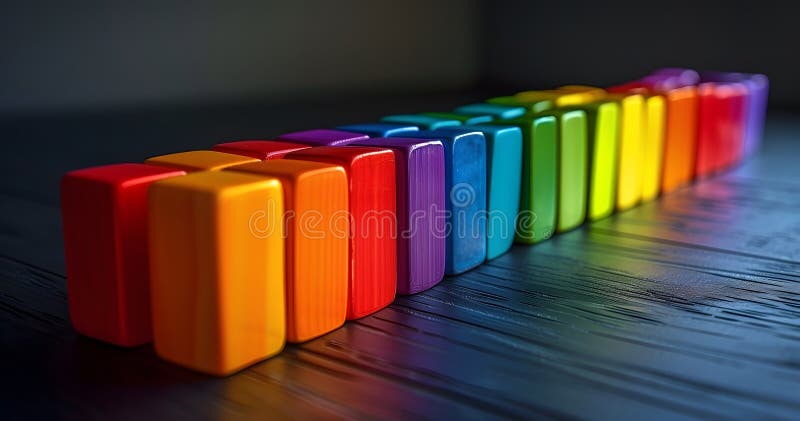 Colorful Wooden Blocks Arranged in Gradient Abstract Art Diversity ...