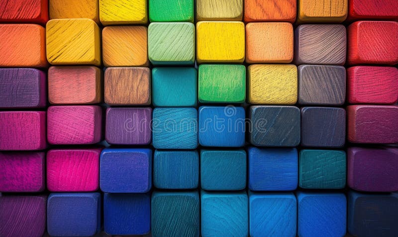Colorful Wooden Blocks Arranged in Rainbow Pattern for Educational and ...
