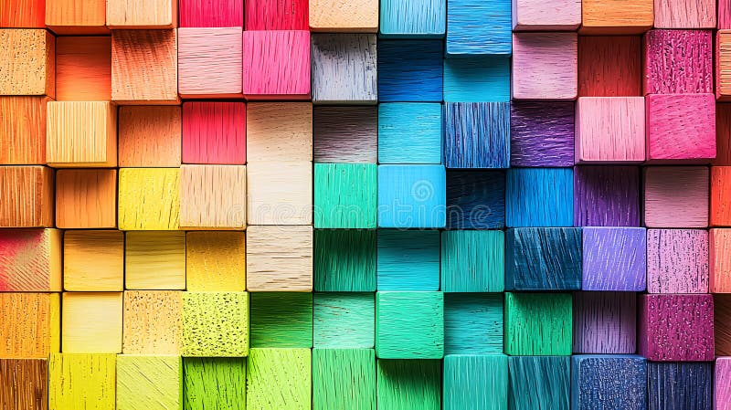 Colorful Wooden Blocks Arranged in a Vibrant Grid Stock Illustration ...