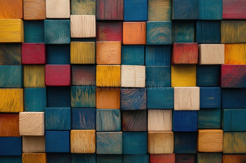 Colorful Wooden Blocks Art Installation Abstract Texture Background ...