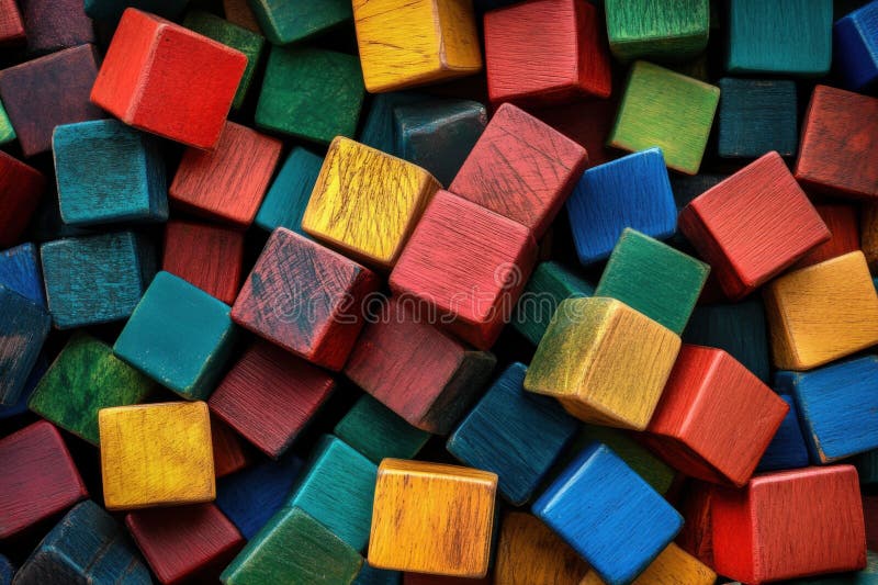 Colorful Wooden Blocks Background Stock Illustration - Illustration of ...