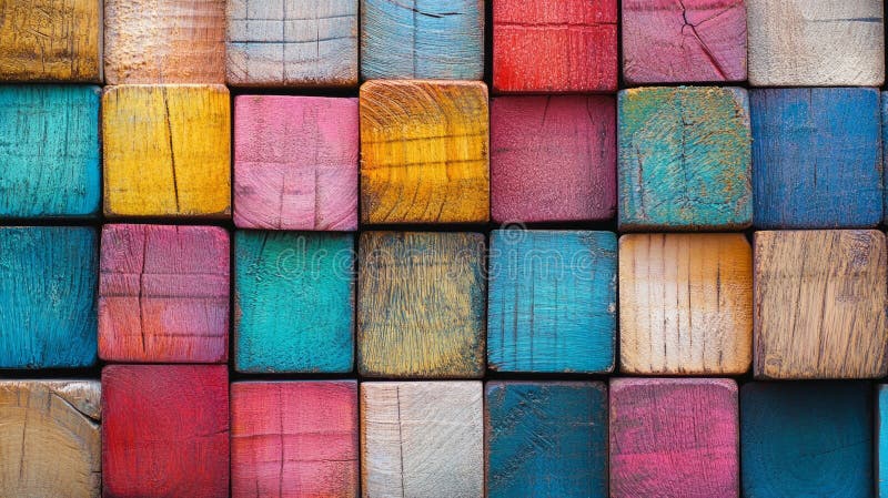 Colorful Wooden Blocks Background Stock Illustration - Illustration of ...