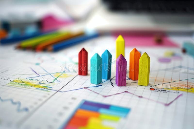 Colorful Wooden Blocks in Bar Graph Pattern on Business Chart Show ...