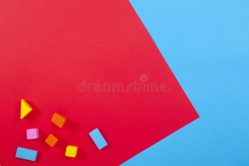 Colorful Wooden Blocks on Blue and Red Background Stock Photo - Image ...