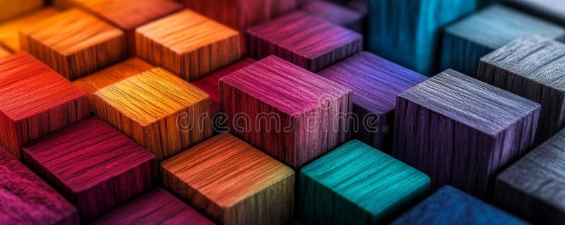 Colorful Wooden Blocks in a Gradient Pattern Stock Image - Image of ...