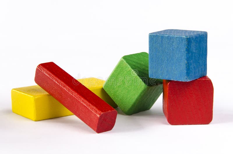 Colorful Wooden Blocks Isolated on White Background Stock Image - Image ...