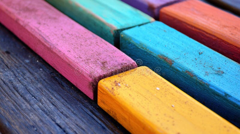 Colorful Wooden Blocks on Rustic Wooden Surface for Creative Arts and ...
