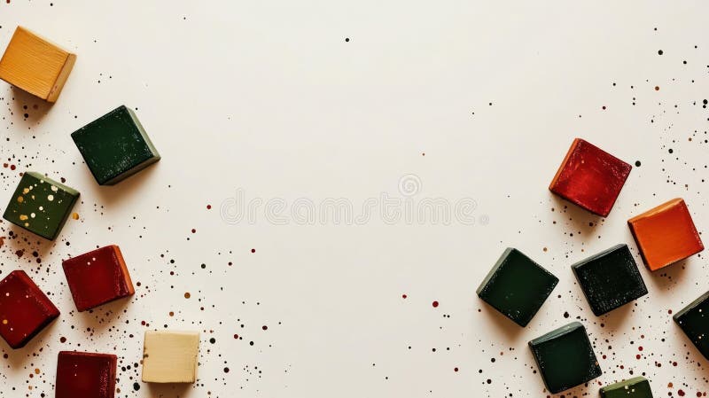 Colorful Wooden Blocks Scattered on a Light Surface with Paint ...