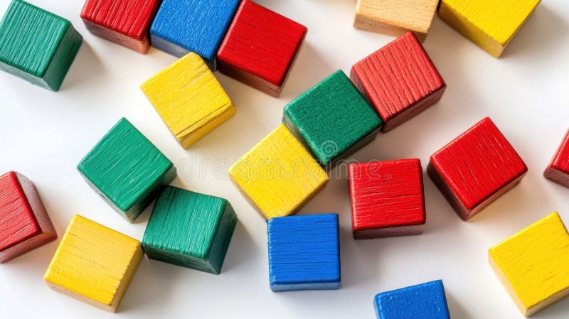 Colorful Wooden Blocks Scattered on a White Surface Stock Illustration ...