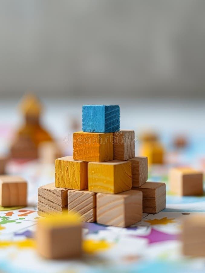 Colorful Wooden Blocks Stacked in a Pyramid Shape. Stock Image - Image ...
