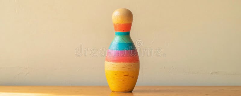 Colorful Wooden Bowling Pin on Wooden Surface Stock Photo - Image of ...