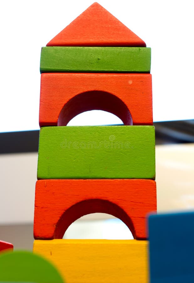 Colorful Wooden Building Blocks Stock Image - Image of green, vertical ...