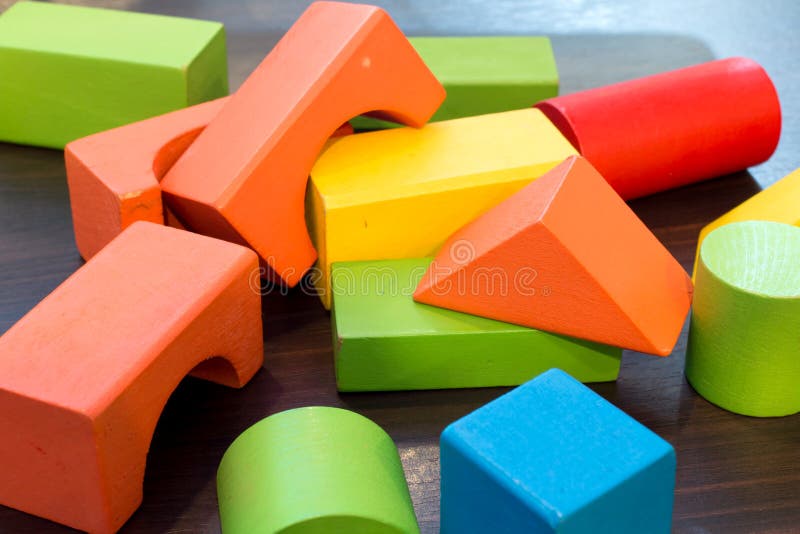 Colorful Wooden Building Blocks Stock Photo - Image of block, lock ...