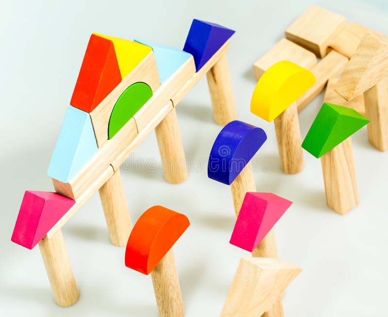 Colorful Wooden Building Blocks Stock Photo - Image of geometric ...