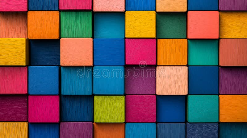 Colorful Wooden Cubes Arranged in Vibrant Pattern Create Visually ...