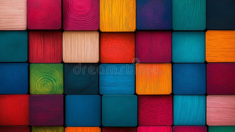 Colorful Wooden Cubes Arranged Vibrant Pattern Showcasing Various ...