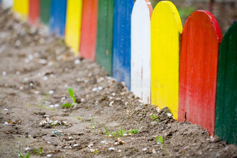 Colorful wooden fence stock image. Image of spring, childhood - 4996935